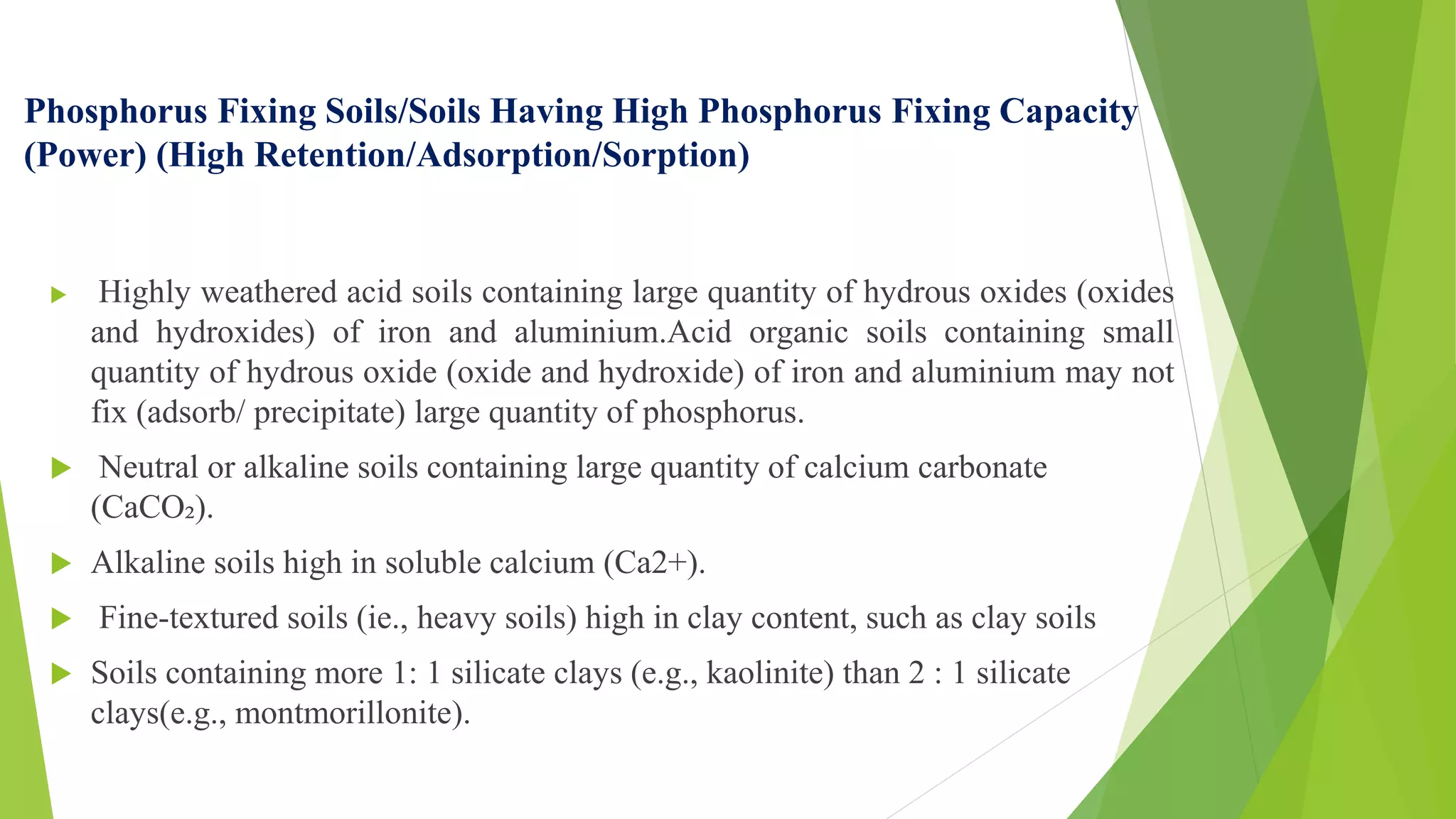 Reactions of Phosphorus in Acid and Alkaline Soil, Factors affecting ...