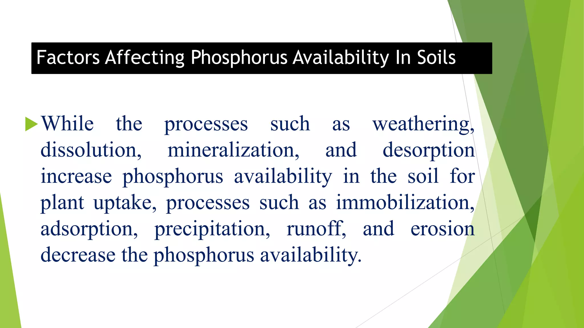 Reactions of Phosphorus in Acid and Alkaline Soil, Factors affecting ...