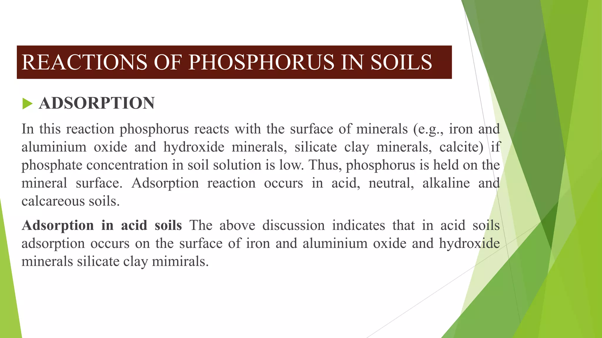 Reactions of Phosphorus in Acid and Alkaline Soil, Factors affecting ...
