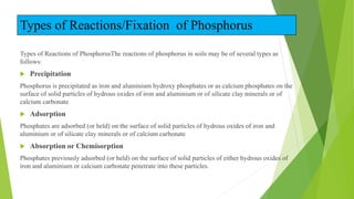 Reactions of Phosphorus in Acid and Alkaline Soil, Factors affecting ...