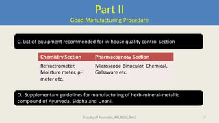 Good Manufacturing Practices in Ayurveda Pharmaceutics (Past, Present ...