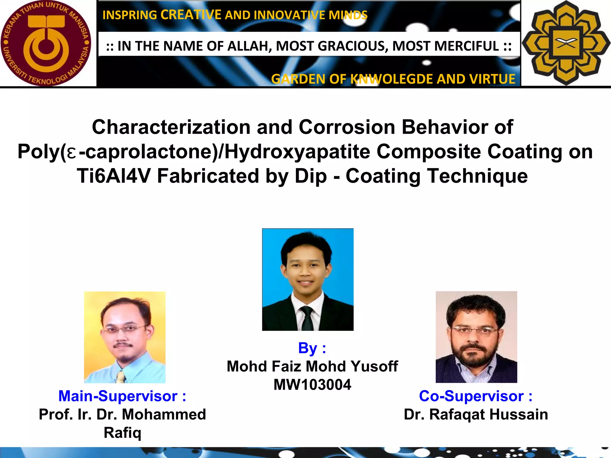 Characterization and Corrosion Behavior of Poly(ɛ-caprolactone ...