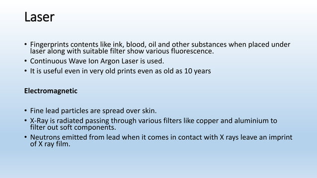 Development of Latent Fingerprints | PPTX | Skin Care | Beauty
