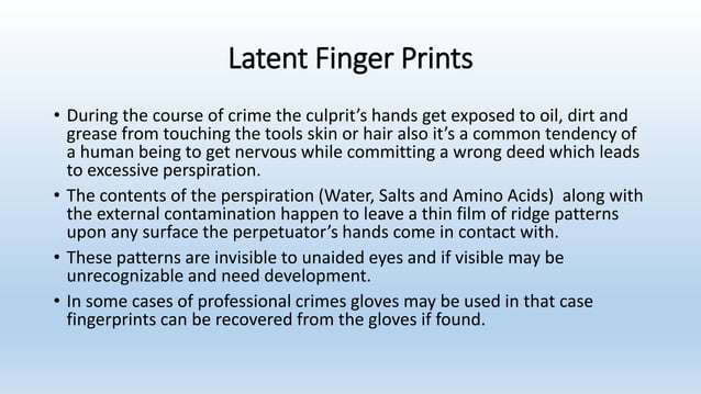 Development of Latent Fingerprints | PPTX | Skin Care | Beauty