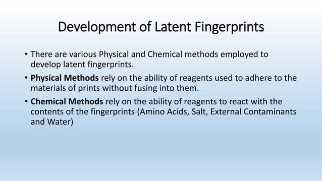 Development of Latent Fingerprints | PPTX | Skin Care | Beauty