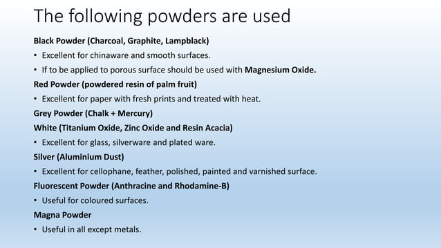 Development of Latent Fingerprints | PPTX | Skin Care | Beauty
