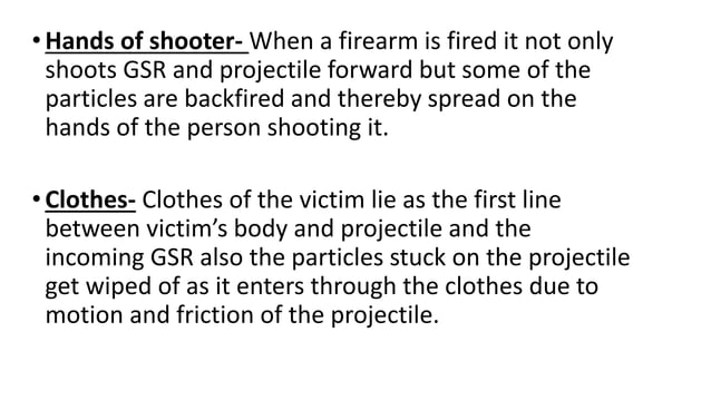 Gun Shot Residue Analysis | PPTX
