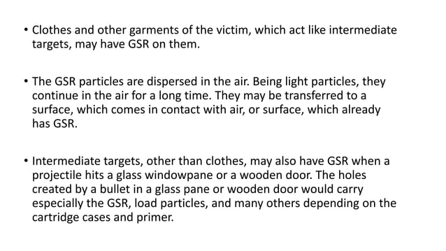 Gun Shot Residue Analysis | PPTX