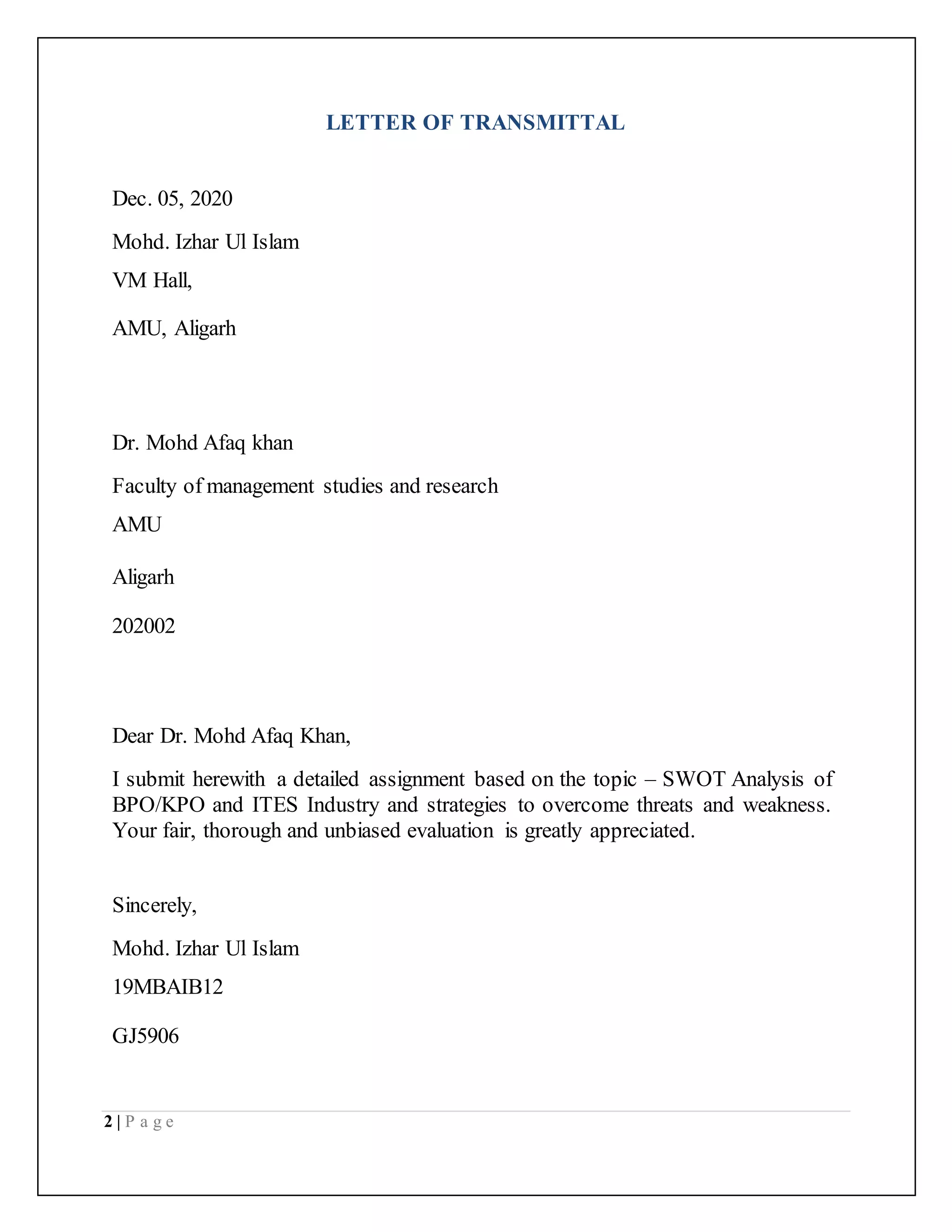 SWOT Analysis of BPO/KPO and ITES Industry | DOCX