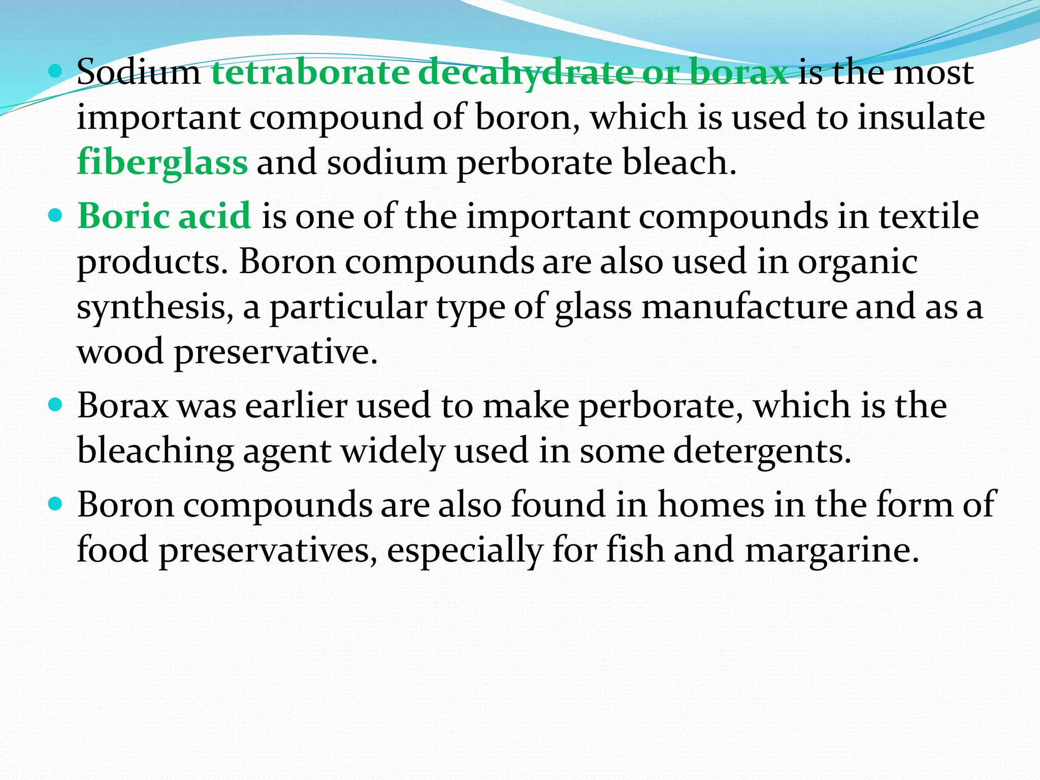 BORON CHEMISTRY AND APPLICATION IN CANCER TREATMENT | PPTX
