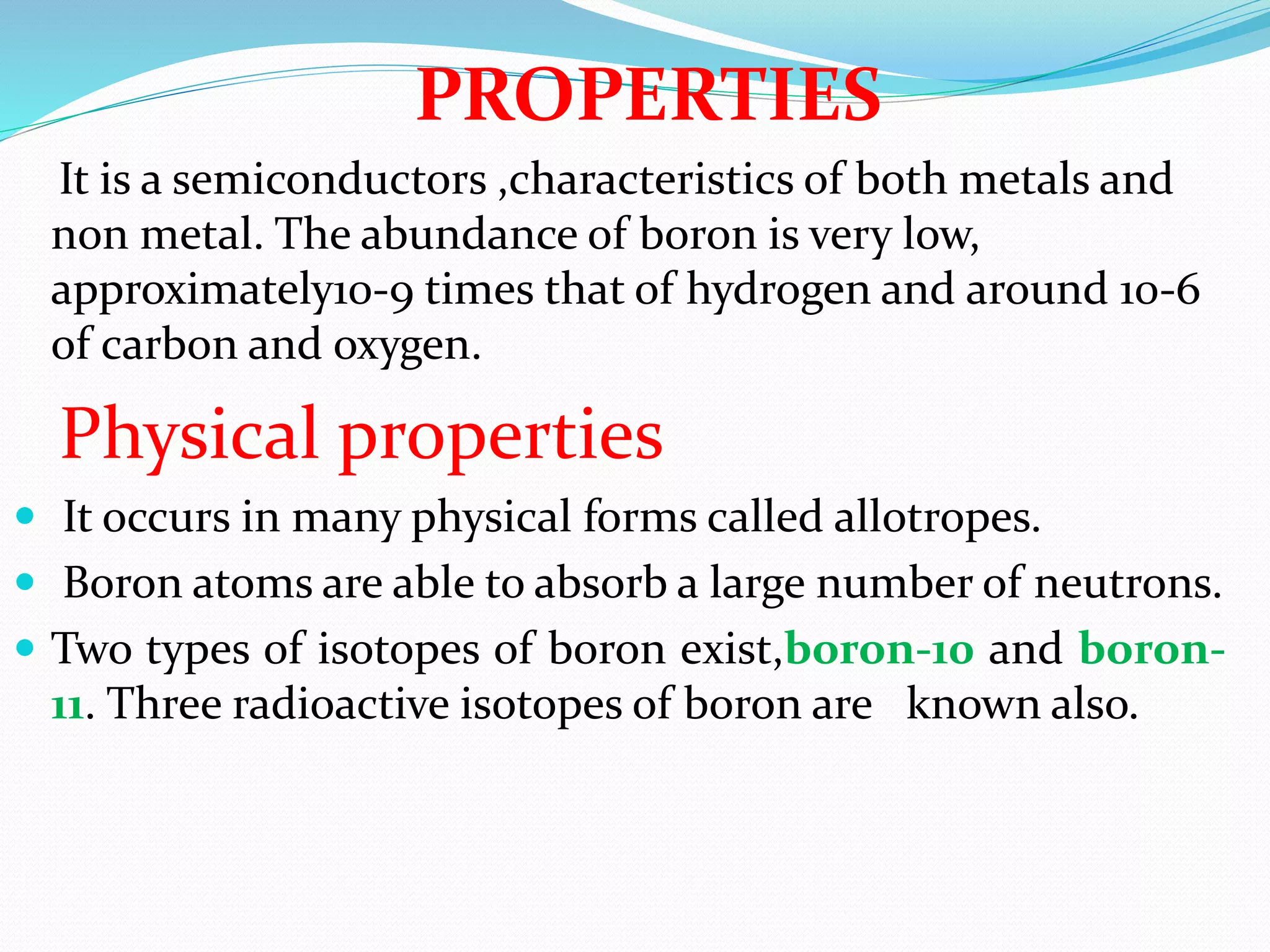 BORON CHEMISTRY AND APPLICATION IN CANCER TREATMENT | PPTX