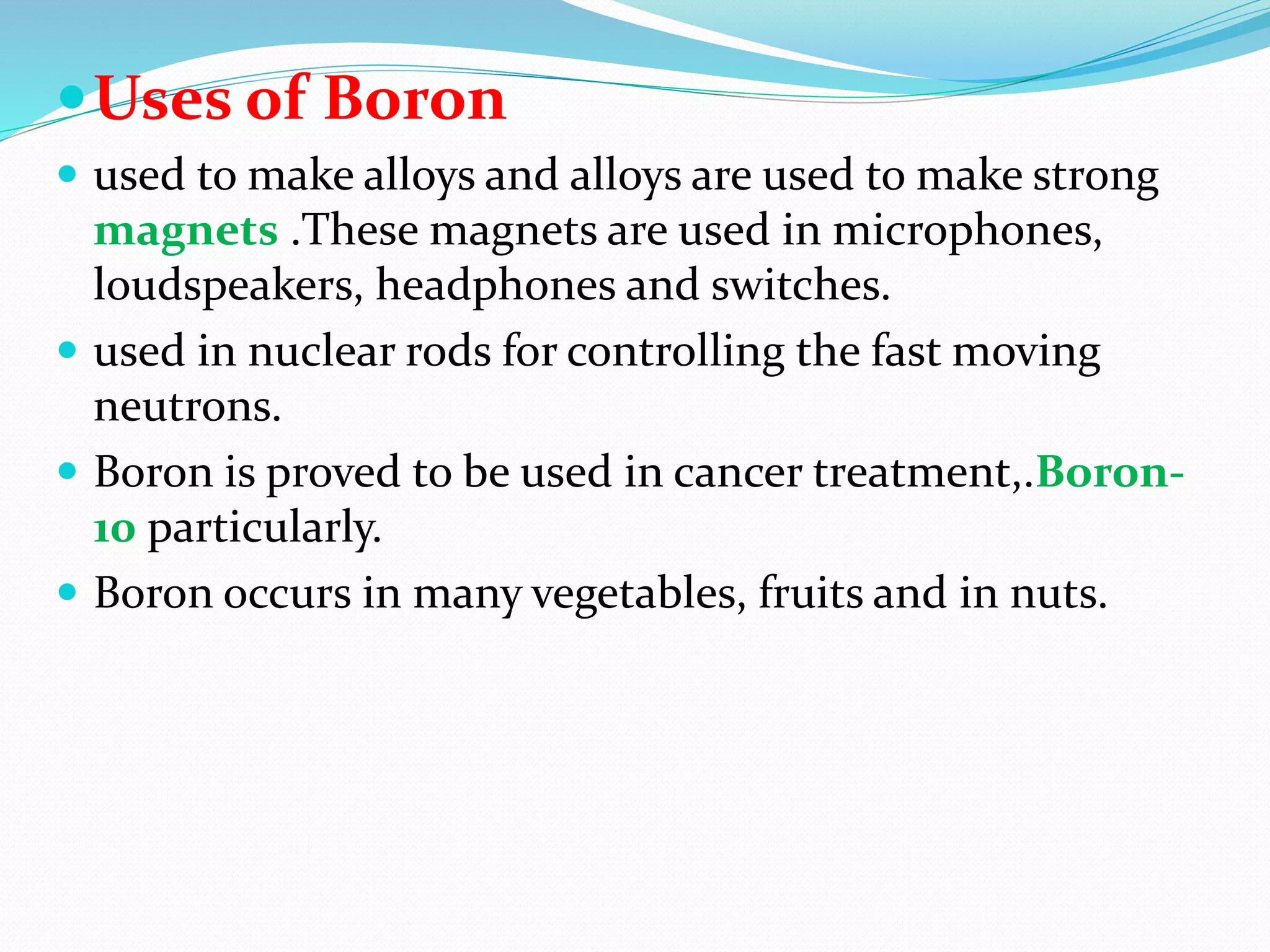 BORON CHEMISTRY AND APPLICATION IN CANCER TREATMENT | PPTX