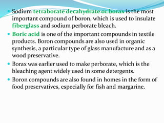 BORON CHEMISTRY AND APPLICATION IN CANCER TREATMENT | PPTX