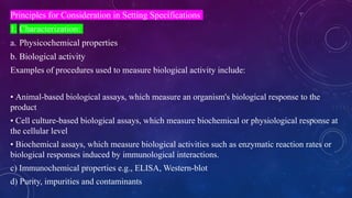 Developing Specification (ICH Q6 and Q3), Purchase specifications and ...
