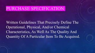 Developing Specification (ICH Q6 and Q3), Purchase specifications and ...
