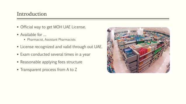 MOH UAE Pharmacy License Guidelines | PPTX
