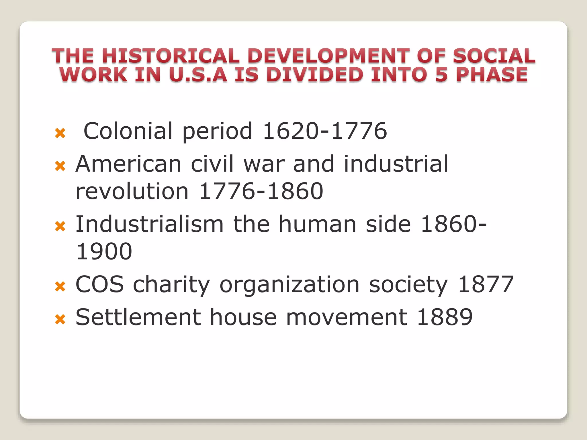 historical development of social work in usa | PPT
