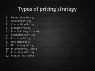 Types Of Pricing Strategies