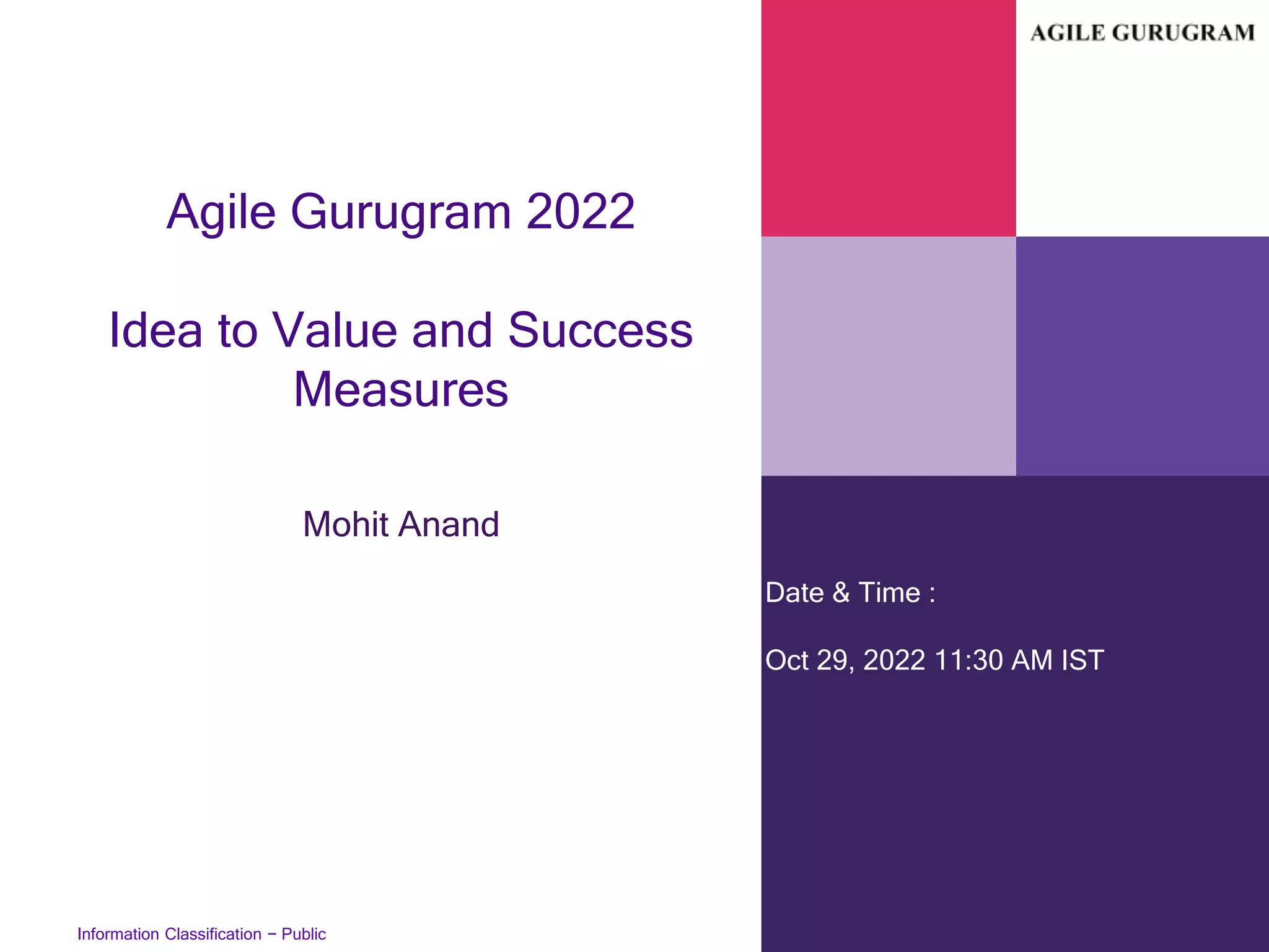 Agile Gurugram 2022 Mohit Anand Idea To Value And Success Measures