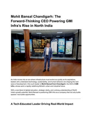 Mohit Bansal Chandigarh_ The Forward-Thinking CEO Powering GMI Infra’s ...