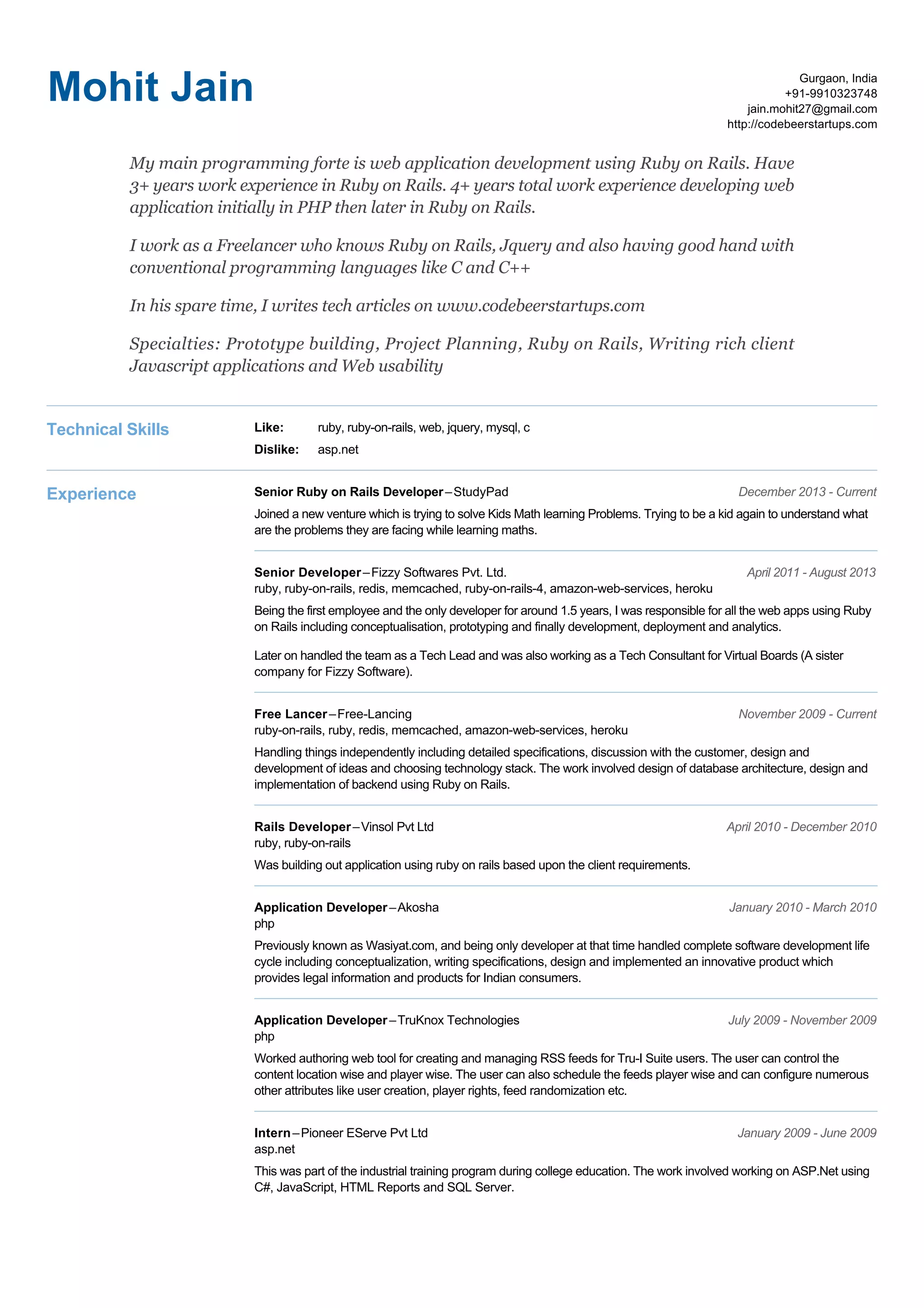 Mohit jain's resume | PDF