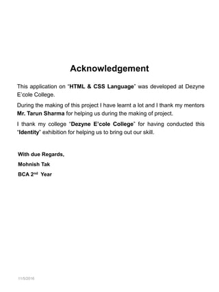 Mohnish html&css portfolio | PDF