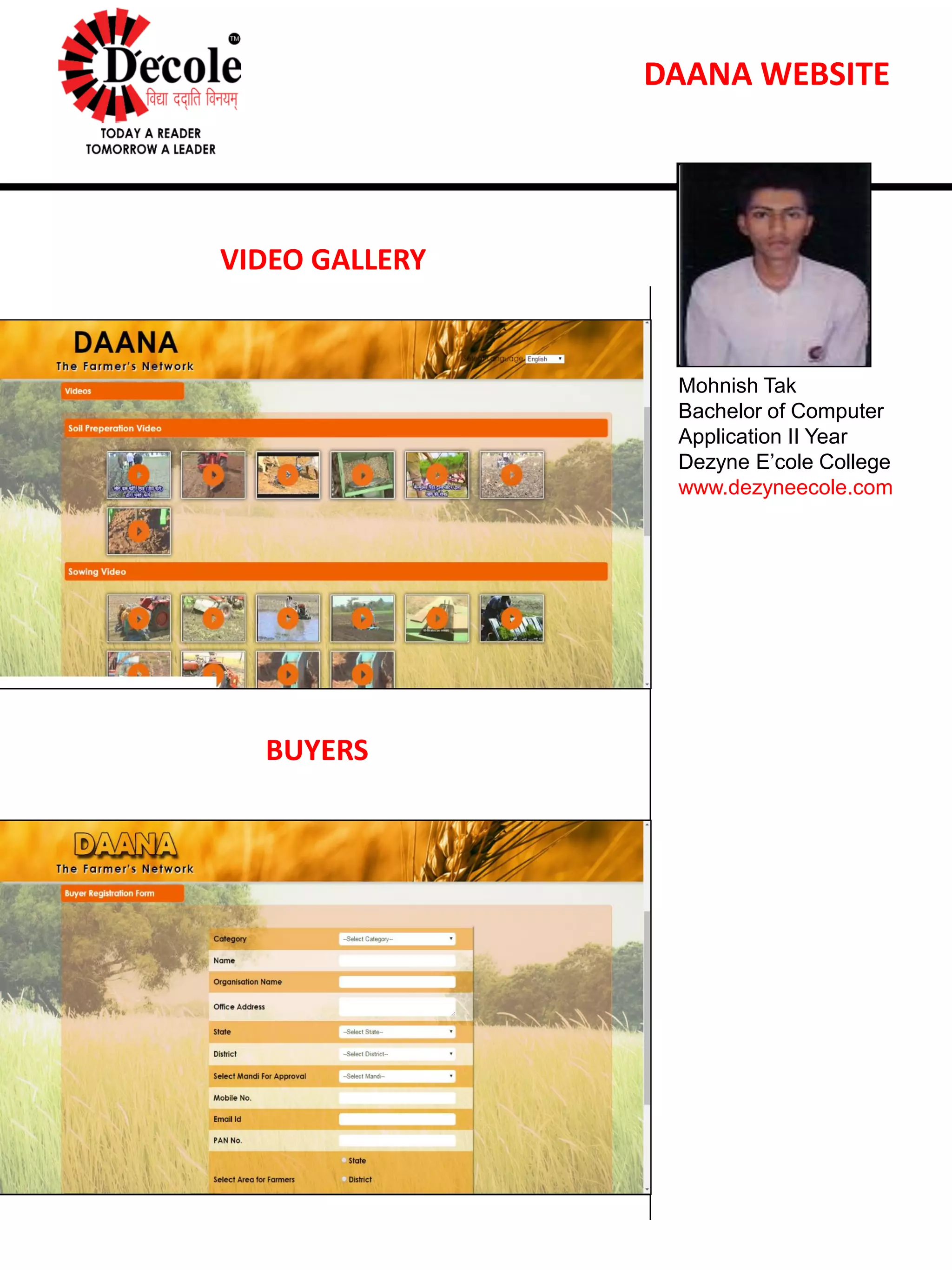 Mohnish Tak,3rd Year ,Project on HTML and CSS | PDF