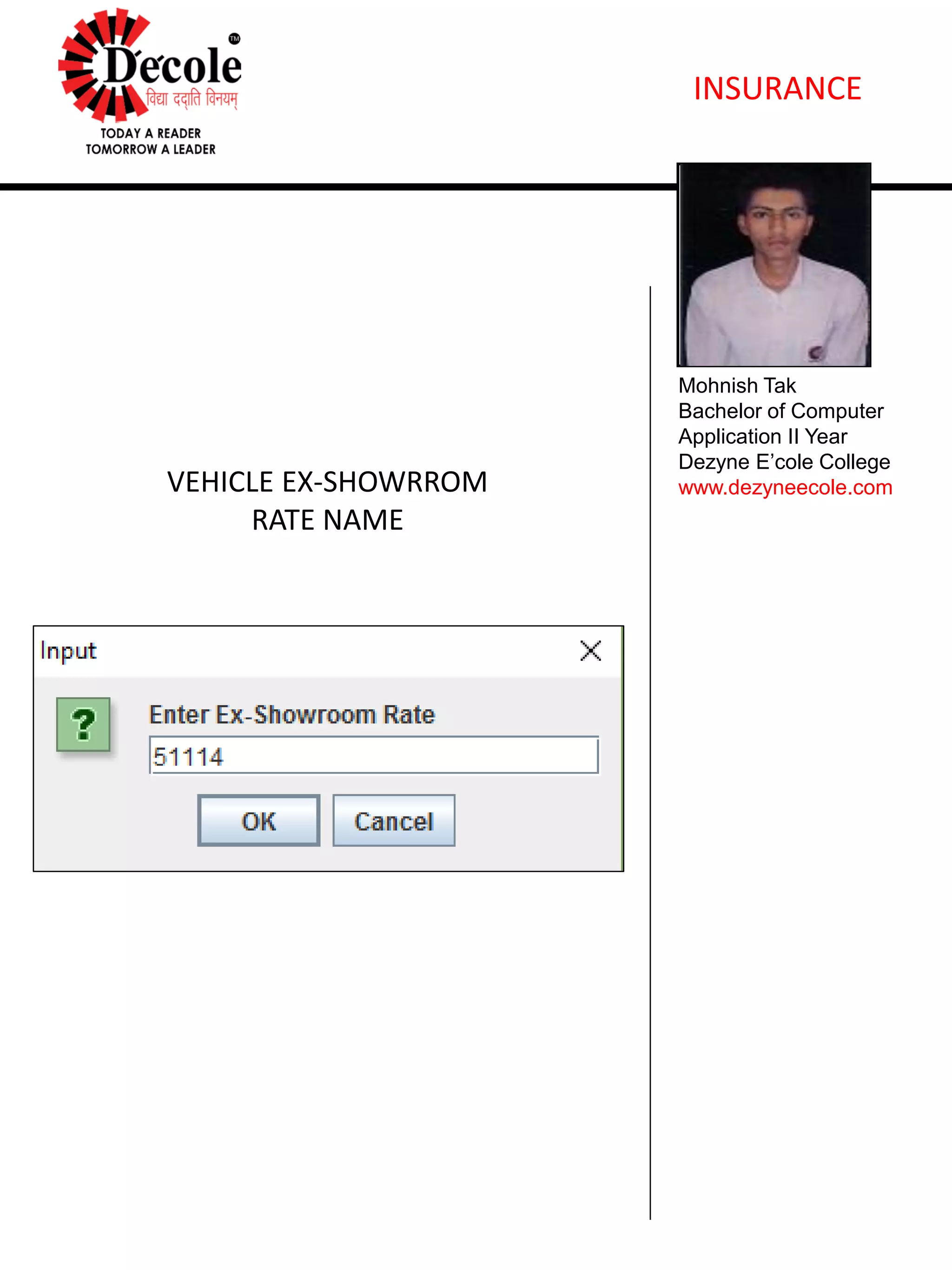Mohnish Tak ,BCA-3 YEAR,Project on Java | PDF