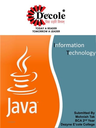 Mohnish Tak ,BCA-3 YEAR,Project on Java | PDF