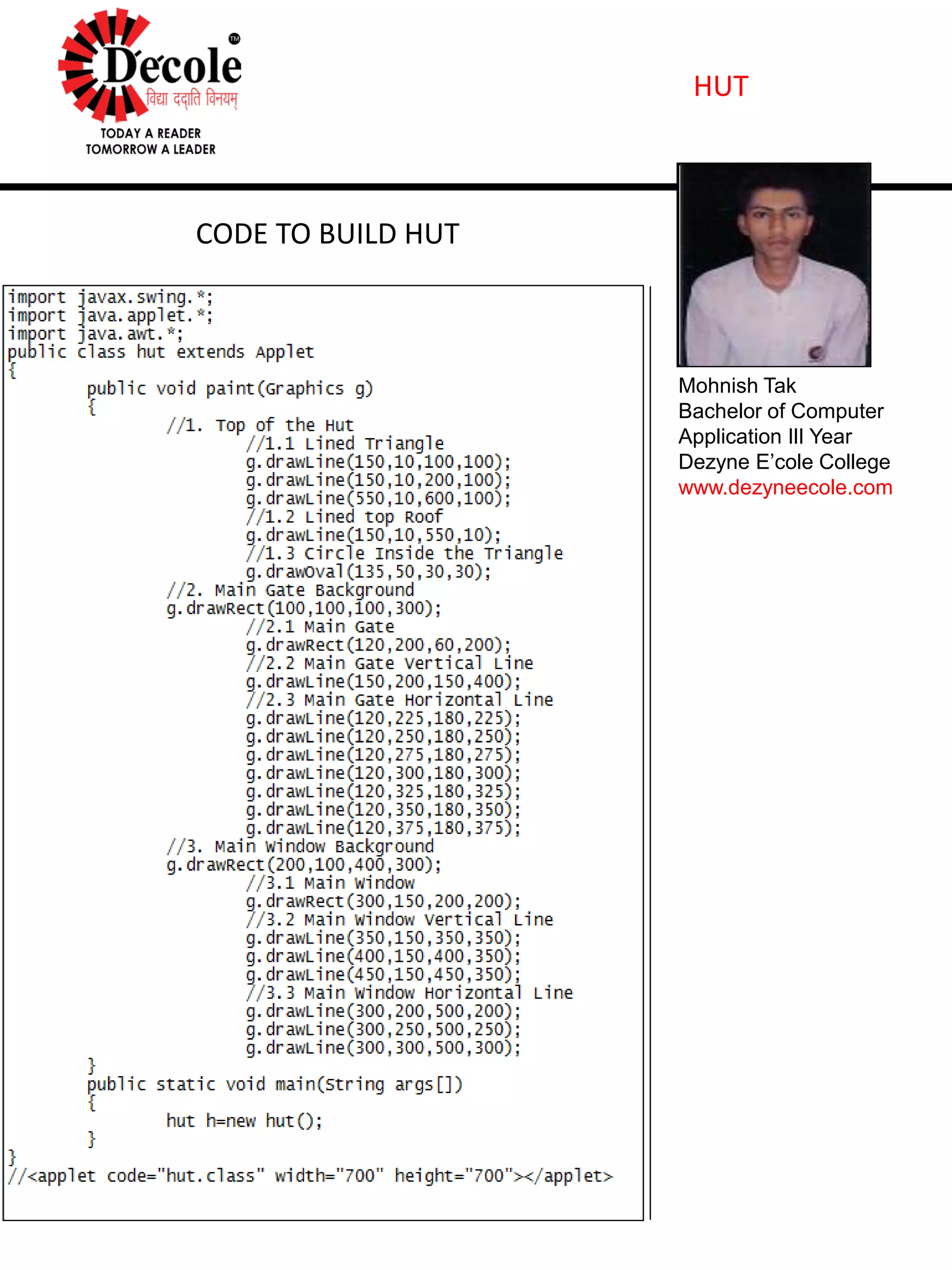 Mohnish Tak ,3rd year ,Project on Java Applet | PDF