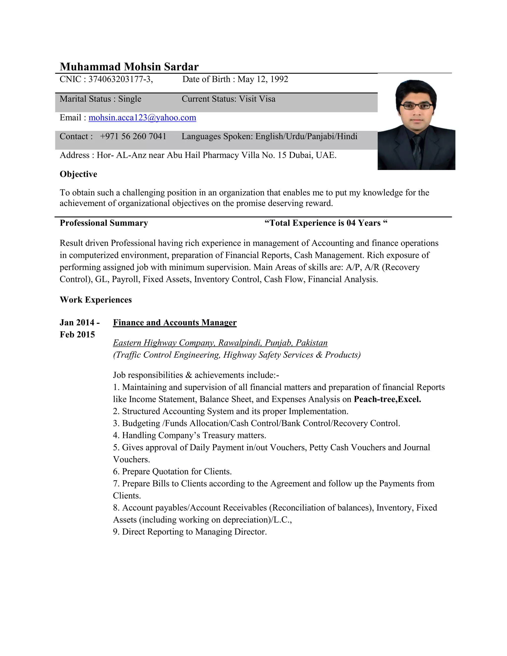 Mohsin c.v- dubai. | PDF
