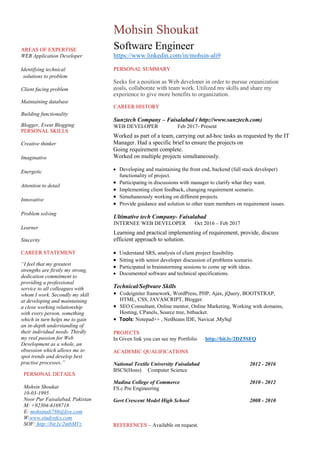 Mohsin shoukat cv | PDF