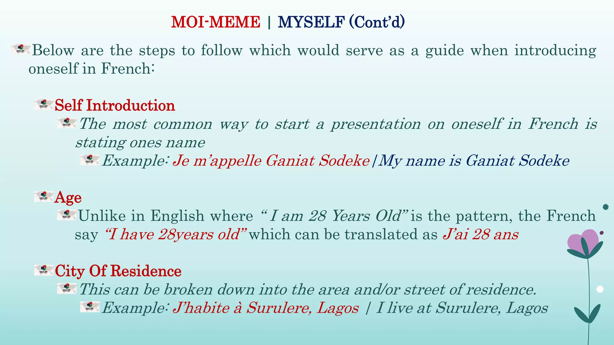 MOI-MEME (Myself) By SODEKE GANIAT Of FRENCHY ASSOCIATES, NIGERIA | PPTX