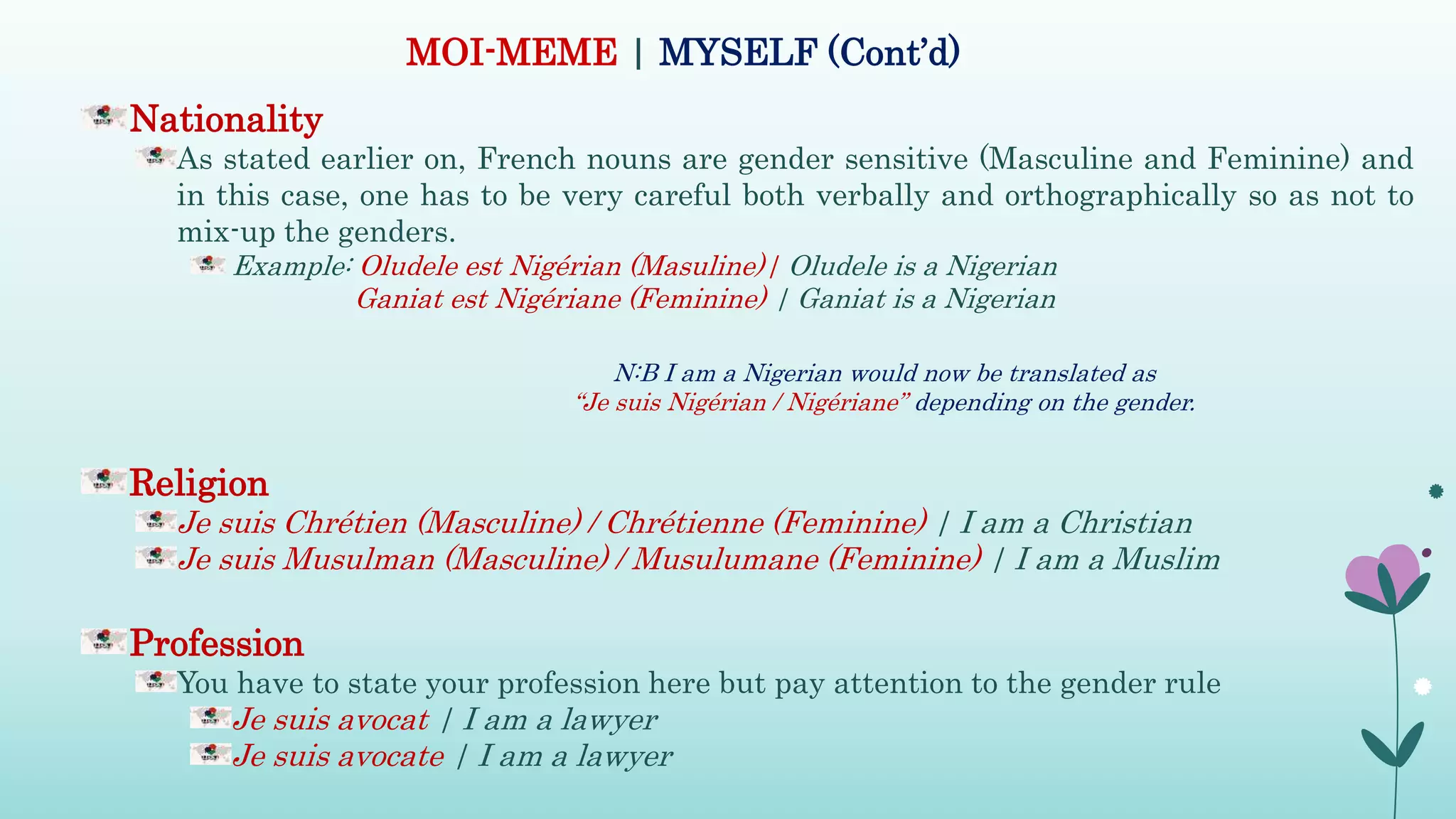 MOI-MEME (Myself) By SODEKE GANIAT Of FRENCHY ASSOCIATES, NIGERIA | PPTX