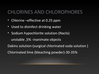 ANTISEPTICS AND DISINFECTANTS | PPT