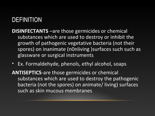 ANTISEPTICS AND DISINFECTANTS | PPT