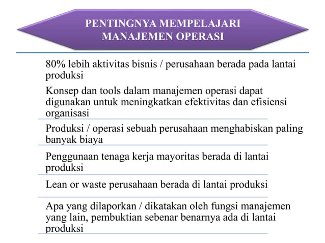 Manajemen Operasional I Overview | PPT