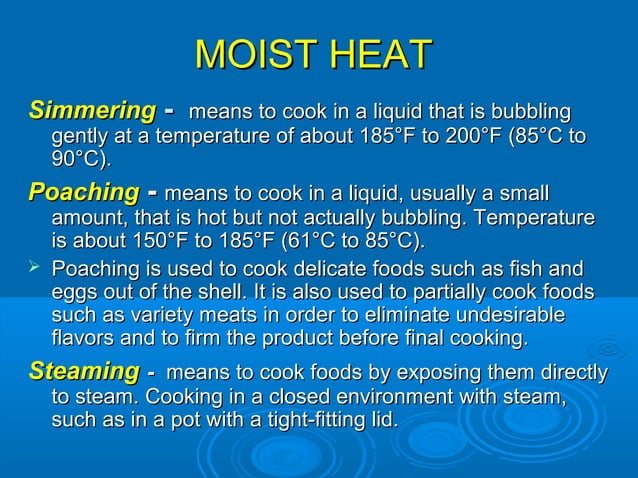 Moist heat cooking method | PPT | Cooking | Food & Drink
