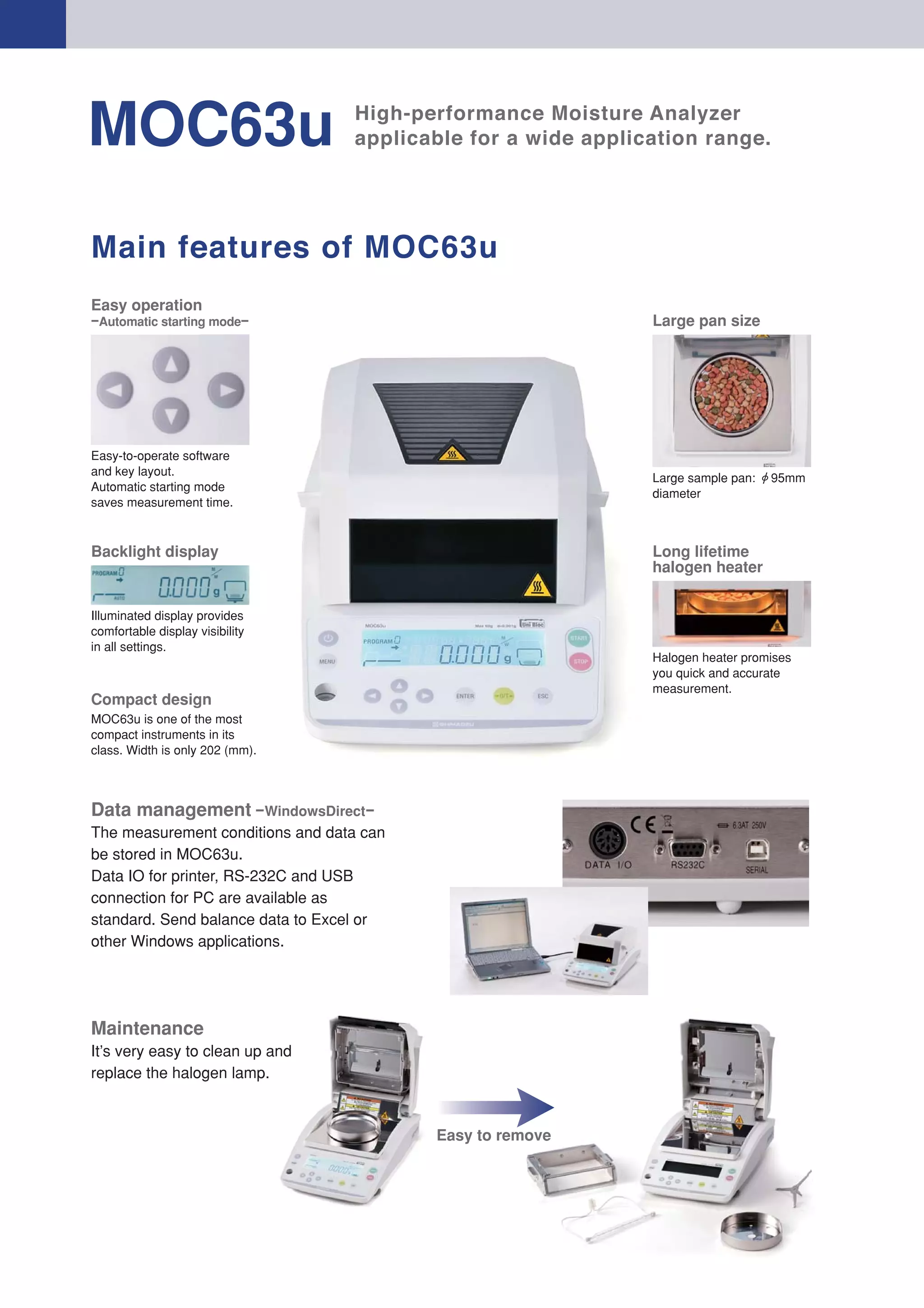 Moisture Analyzer Moc 63u | PDF