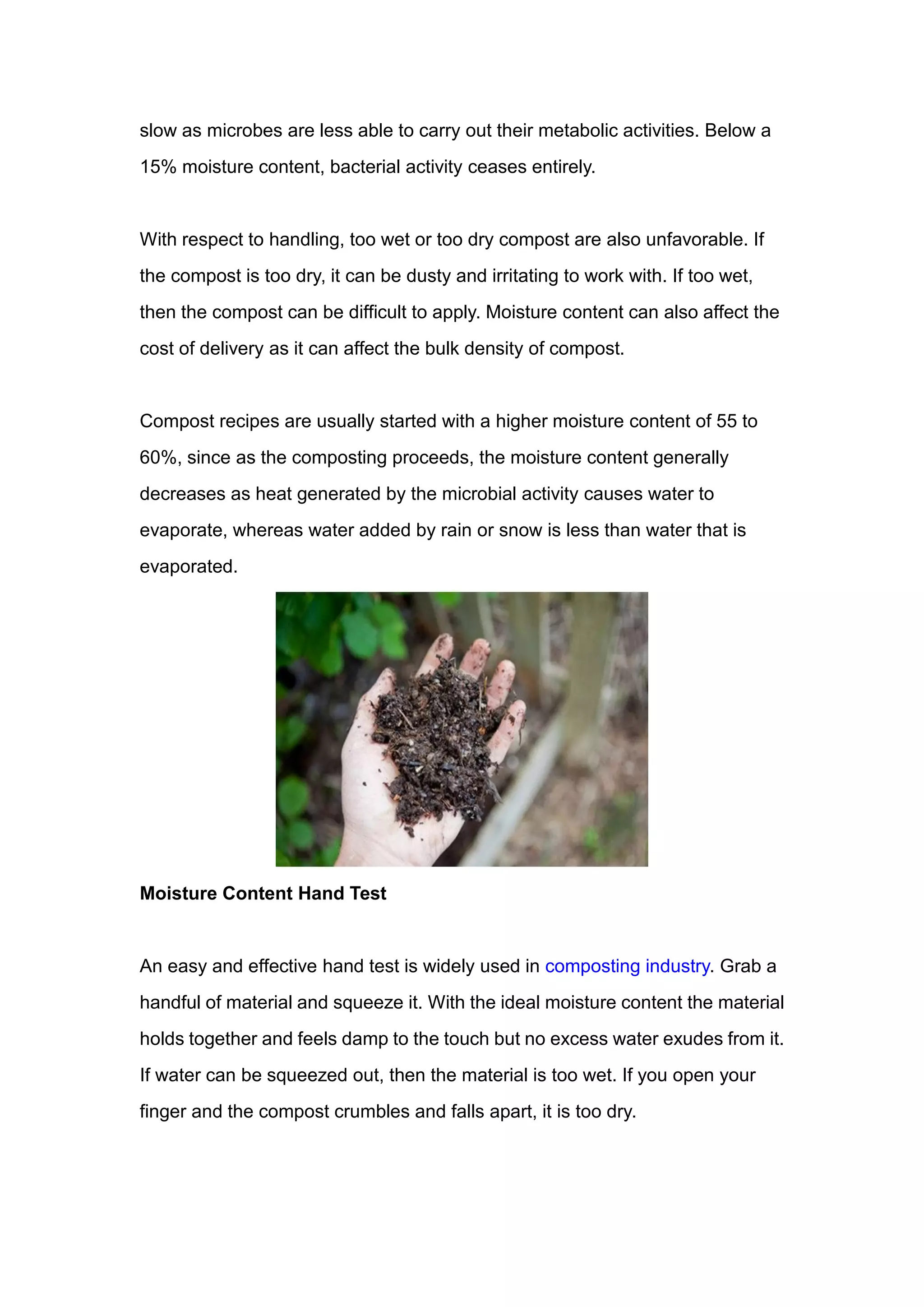 Moisture content and the organic compost | PDF
