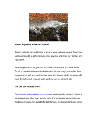 Moisture content and the organic compost | PDF