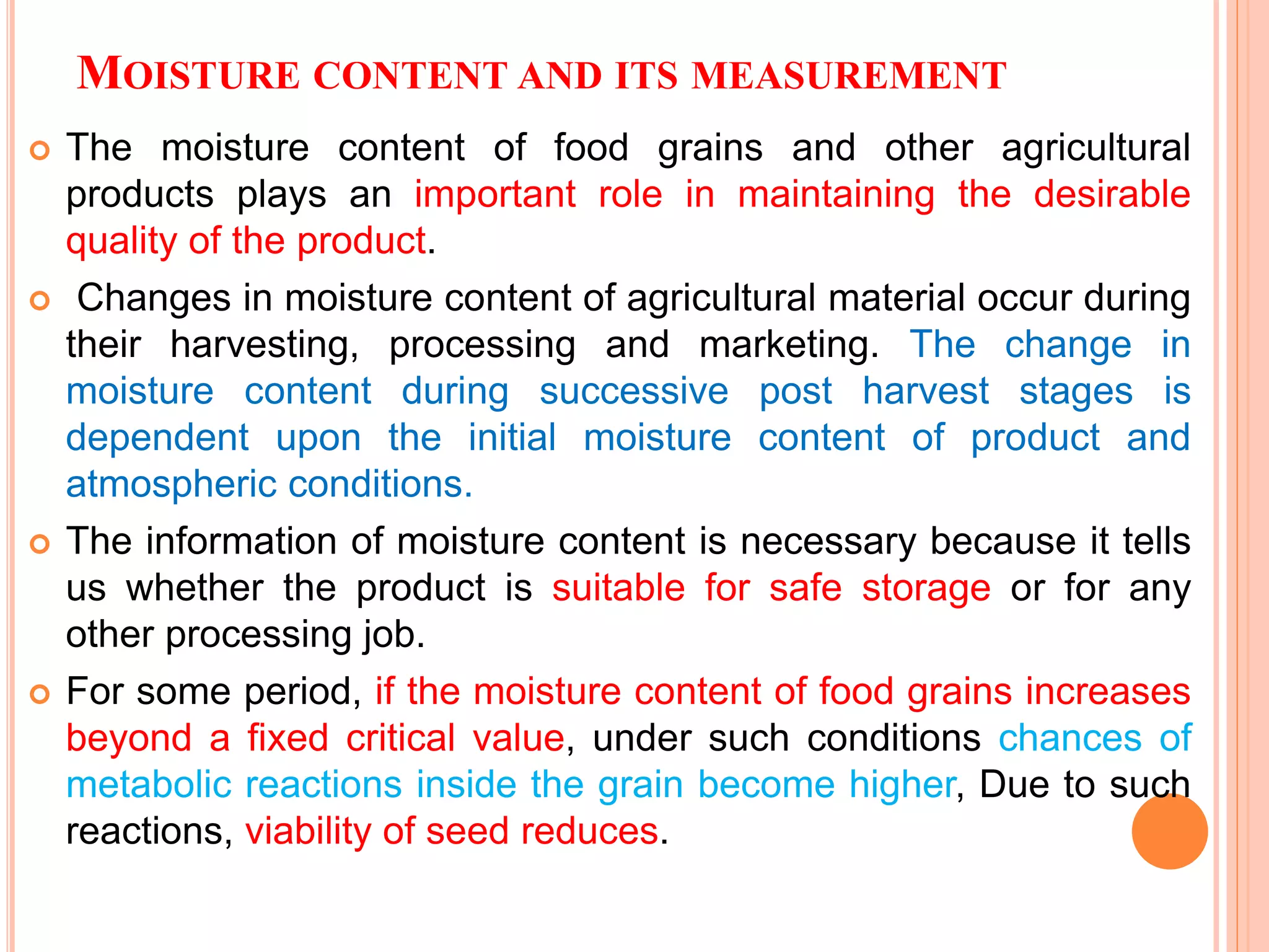 Moisture content determination and equilibrium moisture content | PPTX