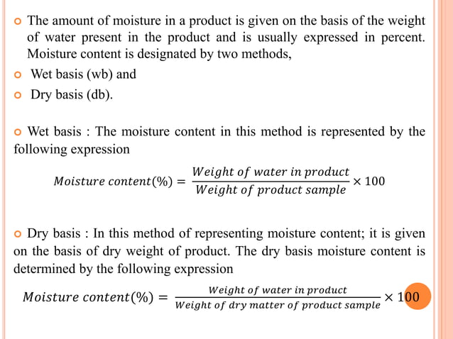 Moisture content determination and equilibrium moisture content | PPTX