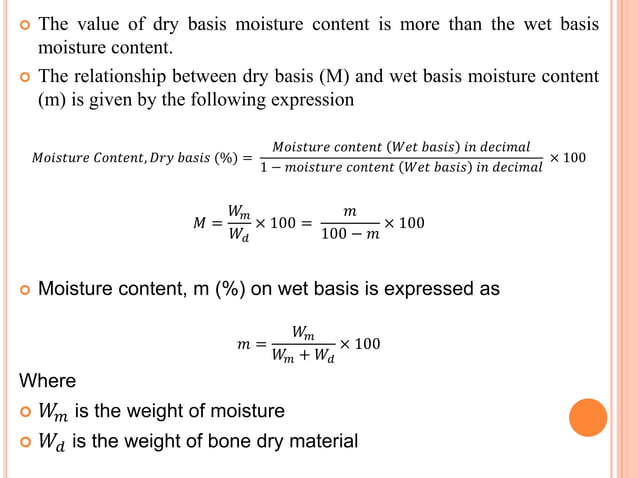 Moisture content determination and equilibrium moisture content | PPTX