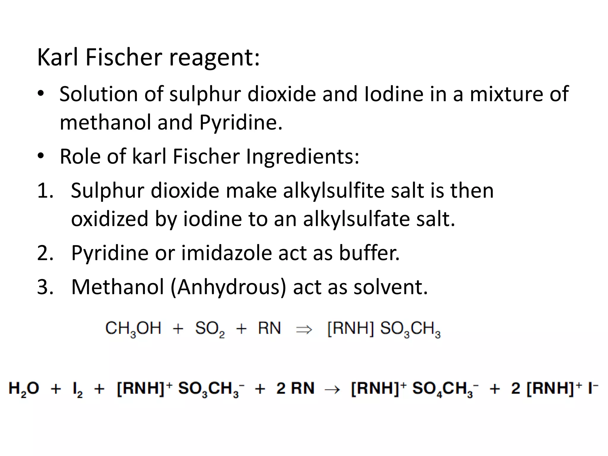 Moisture content determination by karl fischer titration | PPTX