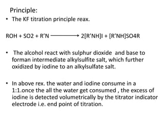 Moisture content determination by karl fischer titration | PPTX