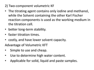 Moisture content determination by karl fischer titration | PPTX