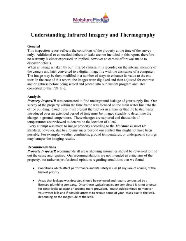 Moisture find ir sample report | PDF | Water Services | Home Utilities