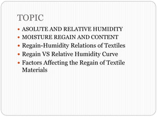 Moisture in textile | PPT