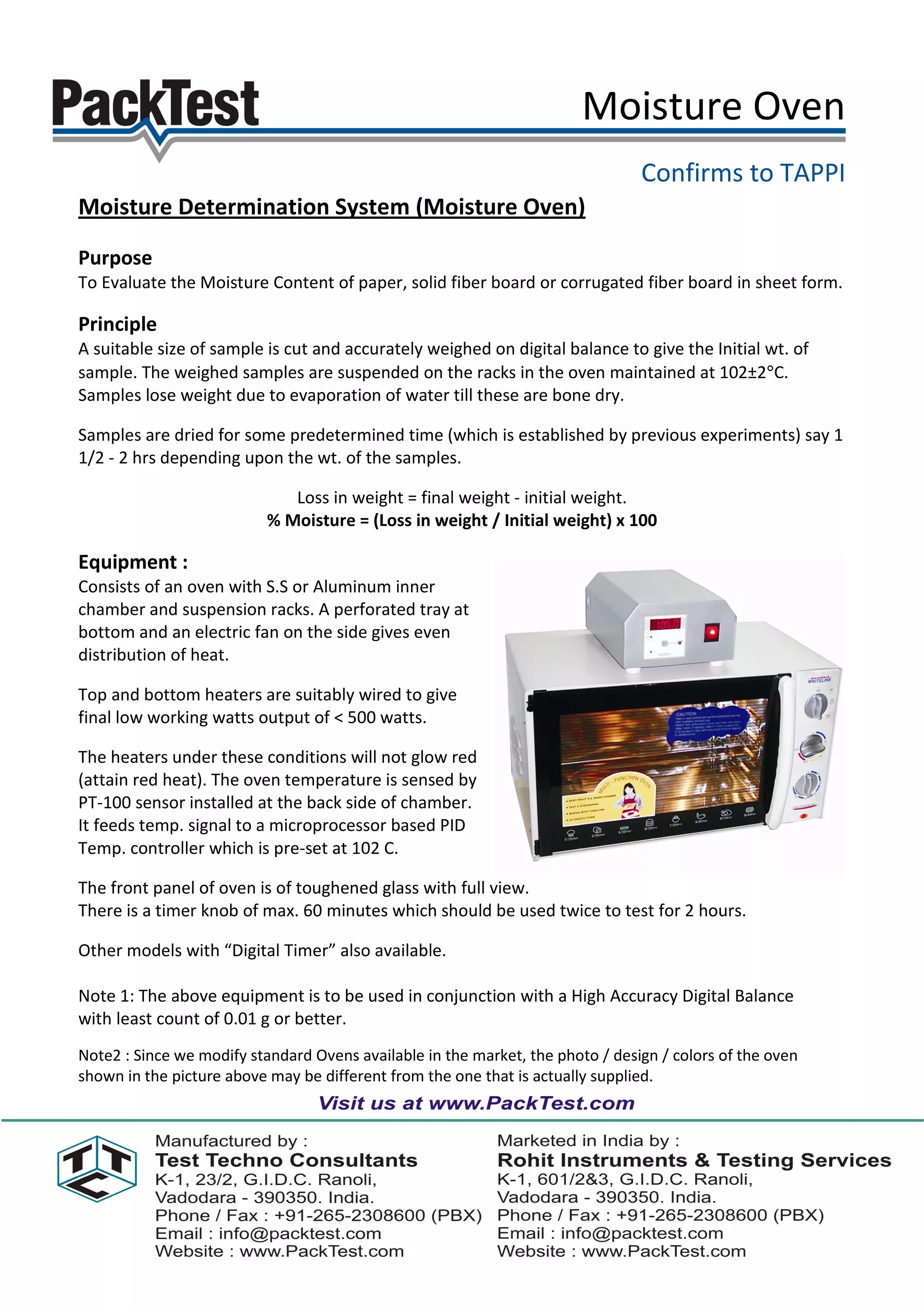 Moisture oven | PDF